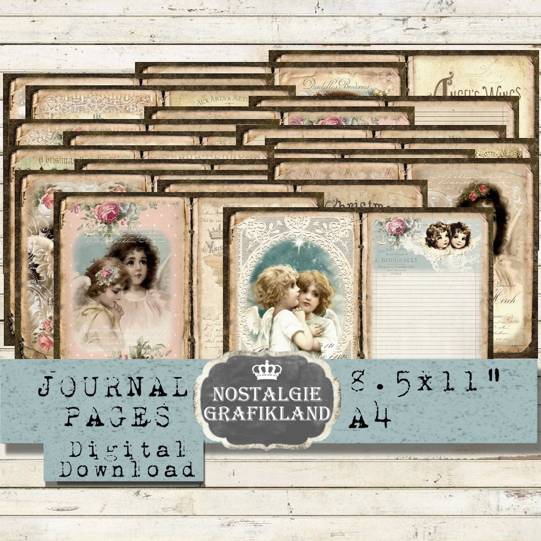 ANGELS Journal Printable Digital Victorian Guardian Angel Journal Pages ...