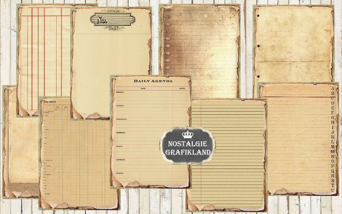 Ledger Papers Journal Tattered Ephemera ATC Vintage French Junk ...