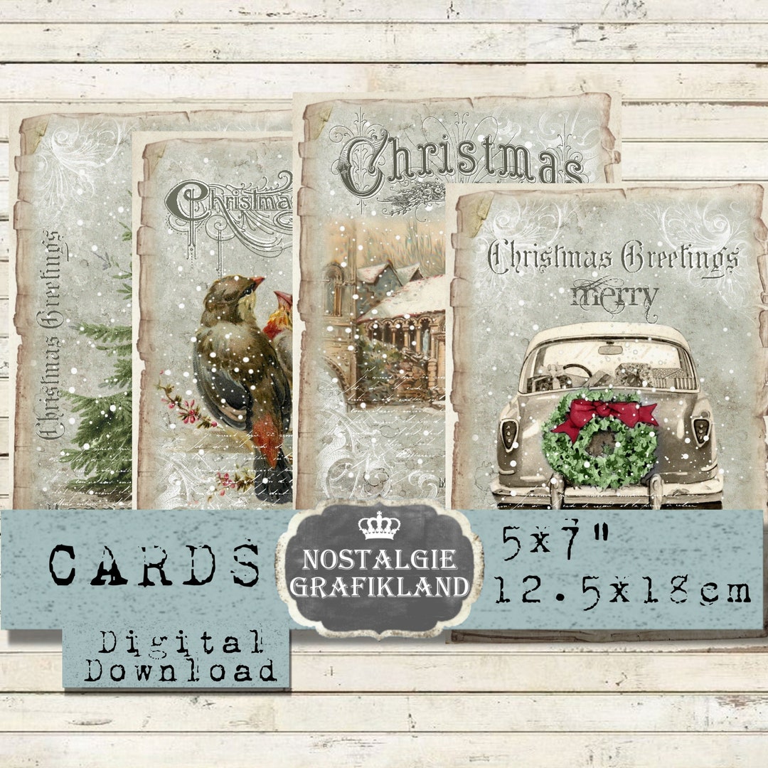 Christmas Shabby Chic Papers Printable Cards X-mas Christmas Tree ...