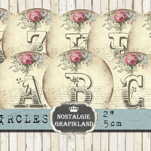 Alphabet Printable ABC Shabby Chic Circles Organizing Monogram - Etsy