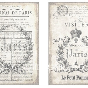 French Paris Printable Journal De Paris Flea Market Shabby Chic Ink ...