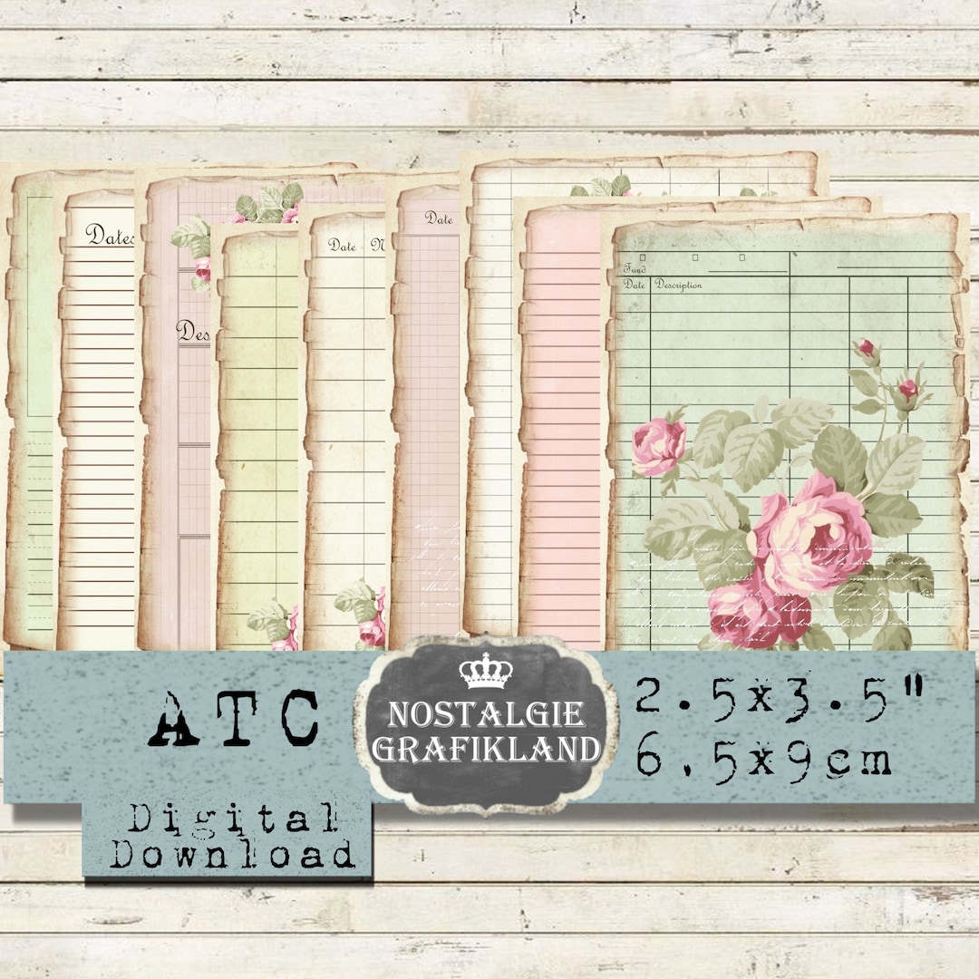 Ledger Printable Shabby Chic Journal Ephemera ATC Vintage French Junk ...