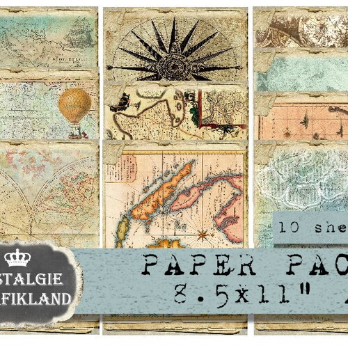 Vintage Maps Shabby Torn Maps Junk Journal Digital Paper - Etsy
