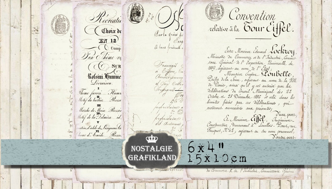 French Printable Paper Ephemera Journals Shabby Chic Documents - Etsy