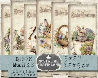 Printable Easter Bookmarks, Printable Vintage Bunnies, Eggs and Chicks ...