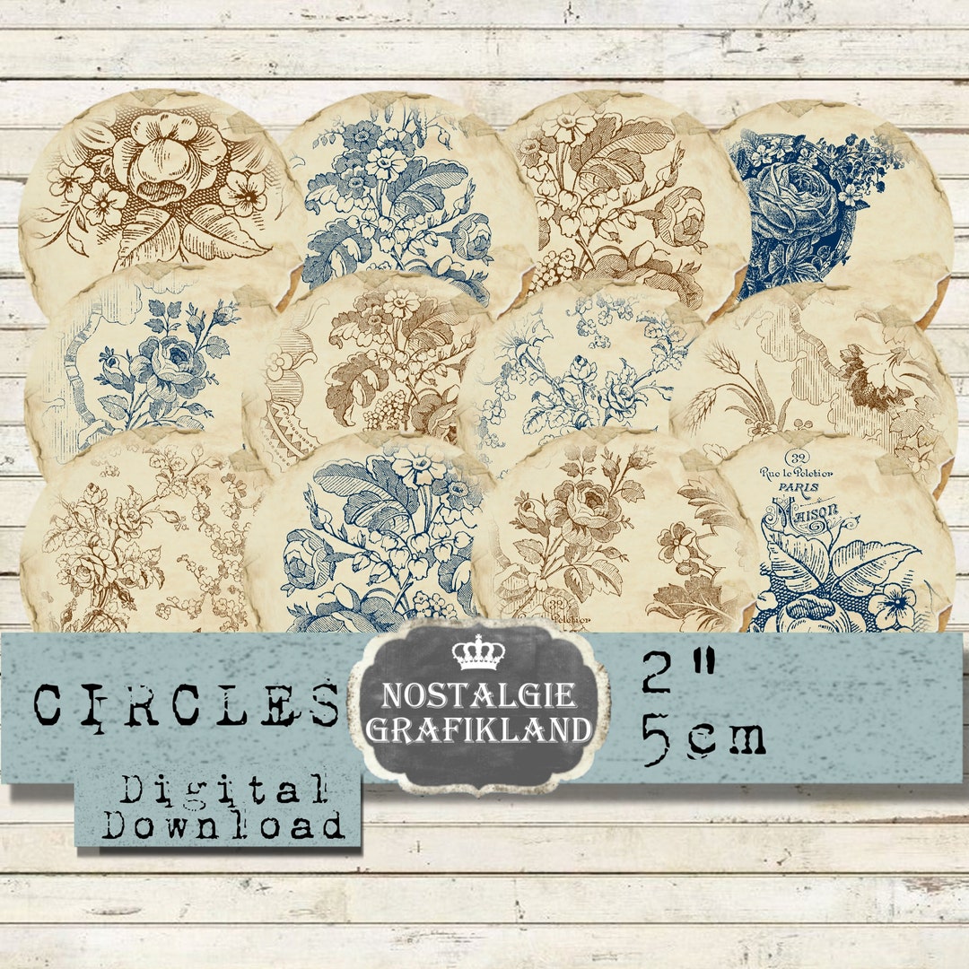 Sepia Blue Flowers Printable Vintage Background Journaling Sepia ...