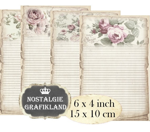 Papercraft Craft Supplies & Tools Paper Vintage Roses Paper Ledger Tags ...
