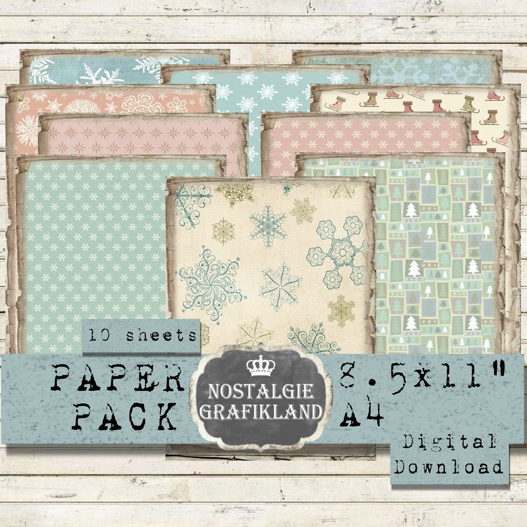 WINTER Paper Pack Printable Snowflakes Vintage Printable Shabby Chic ...