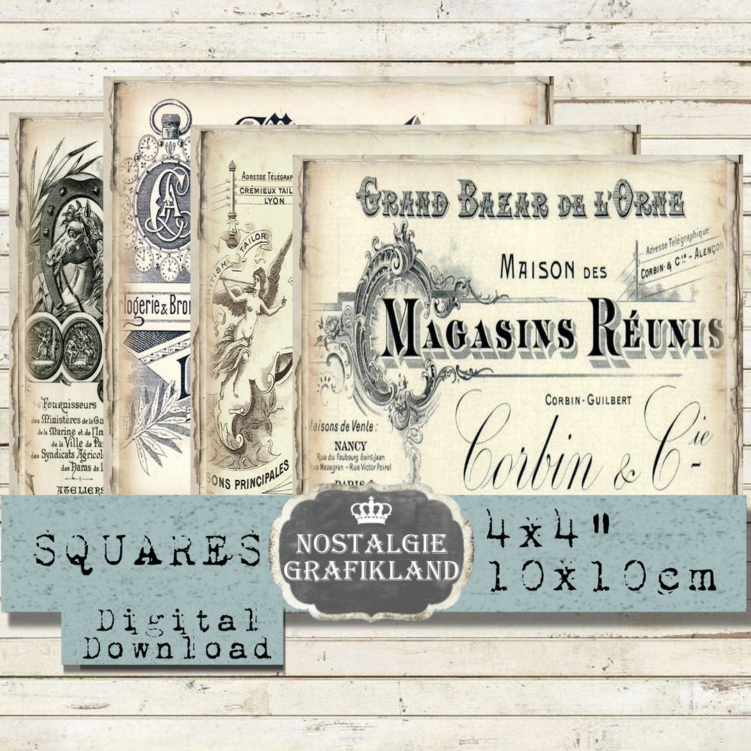 French Squares Coaster Shabby Chic Squares 4x4 Inch Journaling Download ...