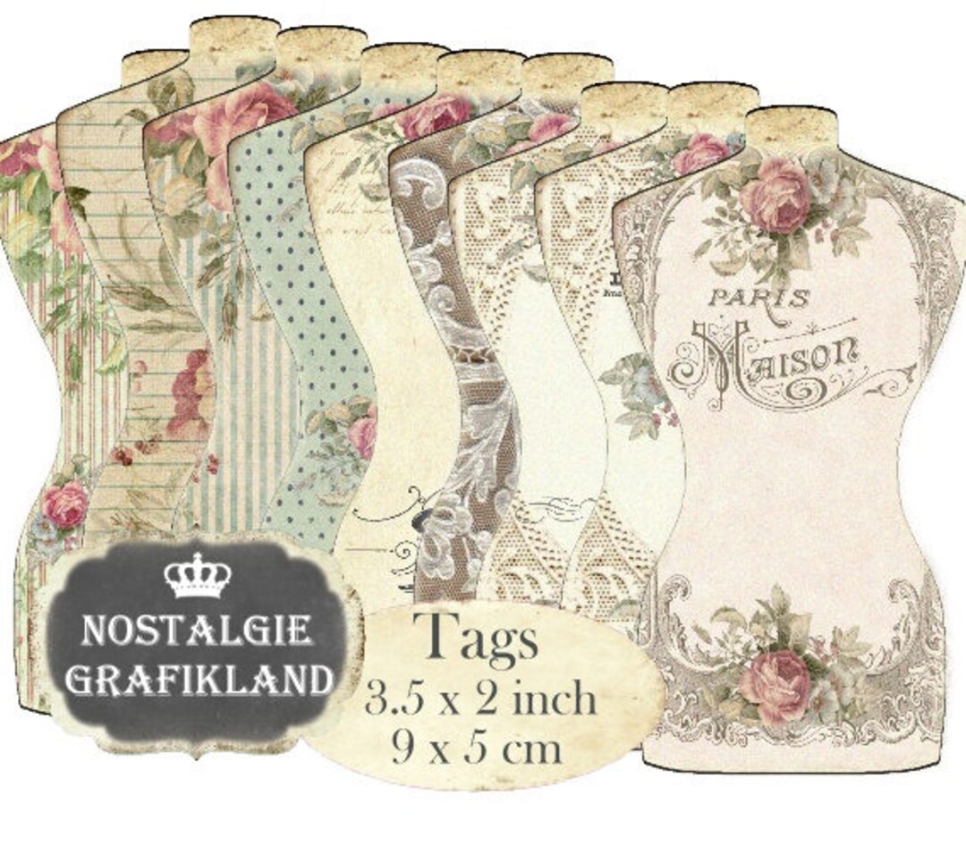 Dressform Printable Shabby Chic Sewing Labels Digital - Etsy