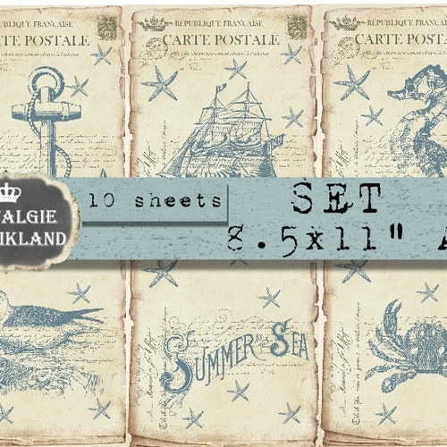 Nautical Paper Pack Vintage Nautical Journal Papers Nautical | Etsy