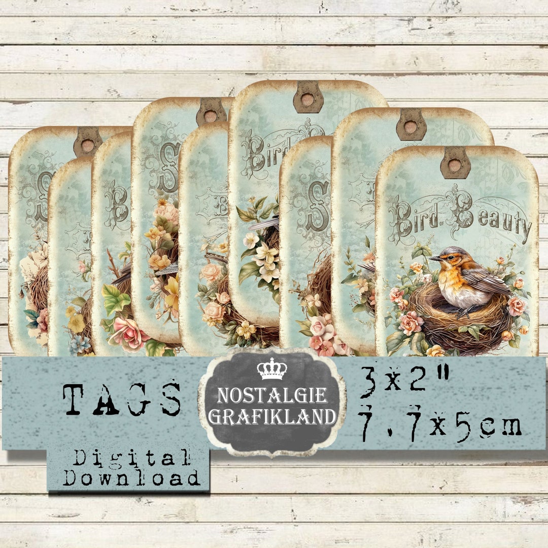 Birds Tags Printable Young Birds Nest Nestling Spring Journaling ...