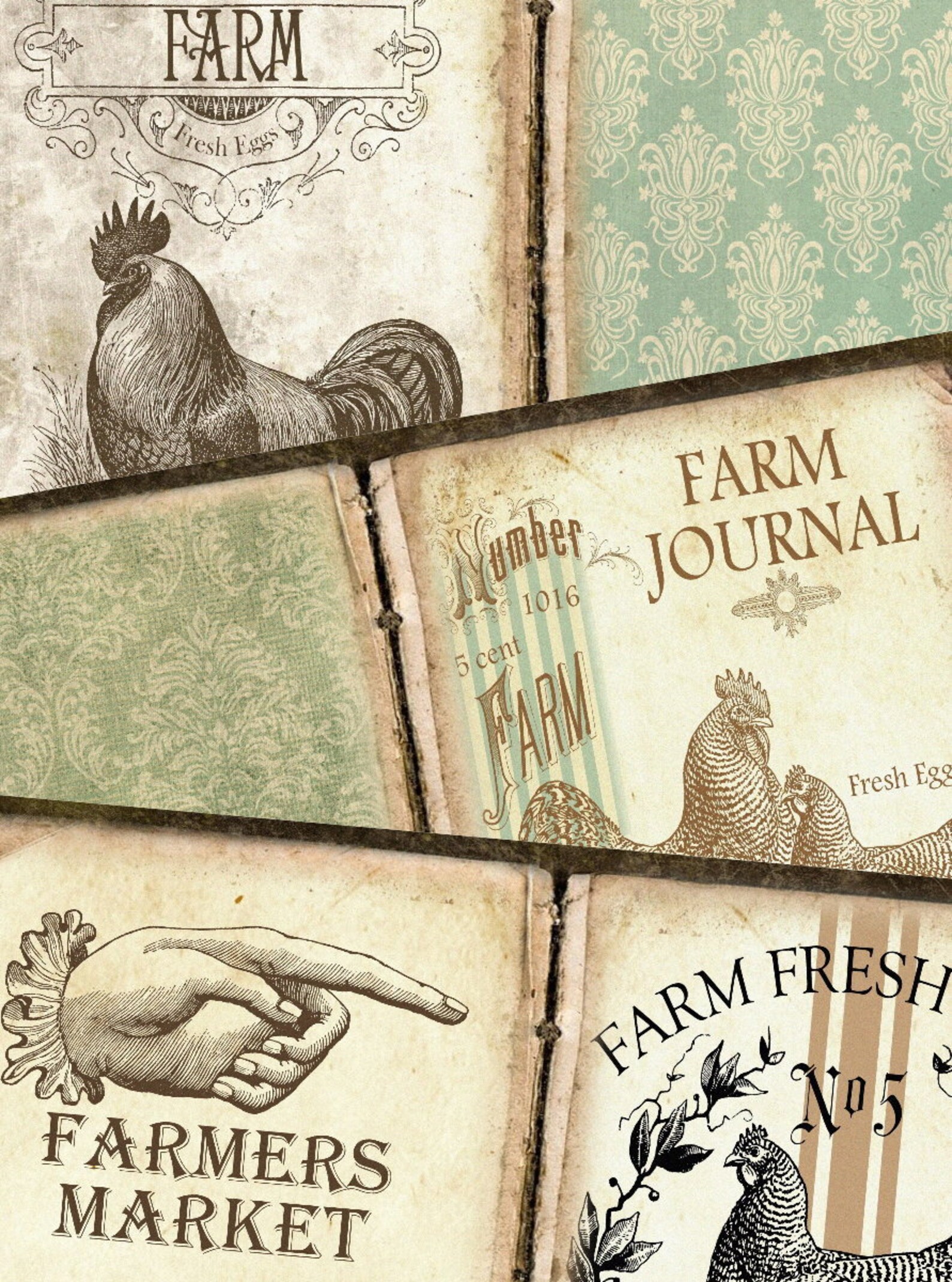 FARM Journal Pages Cow Rooster Fresh Milk & Eggs Book - Etsy
