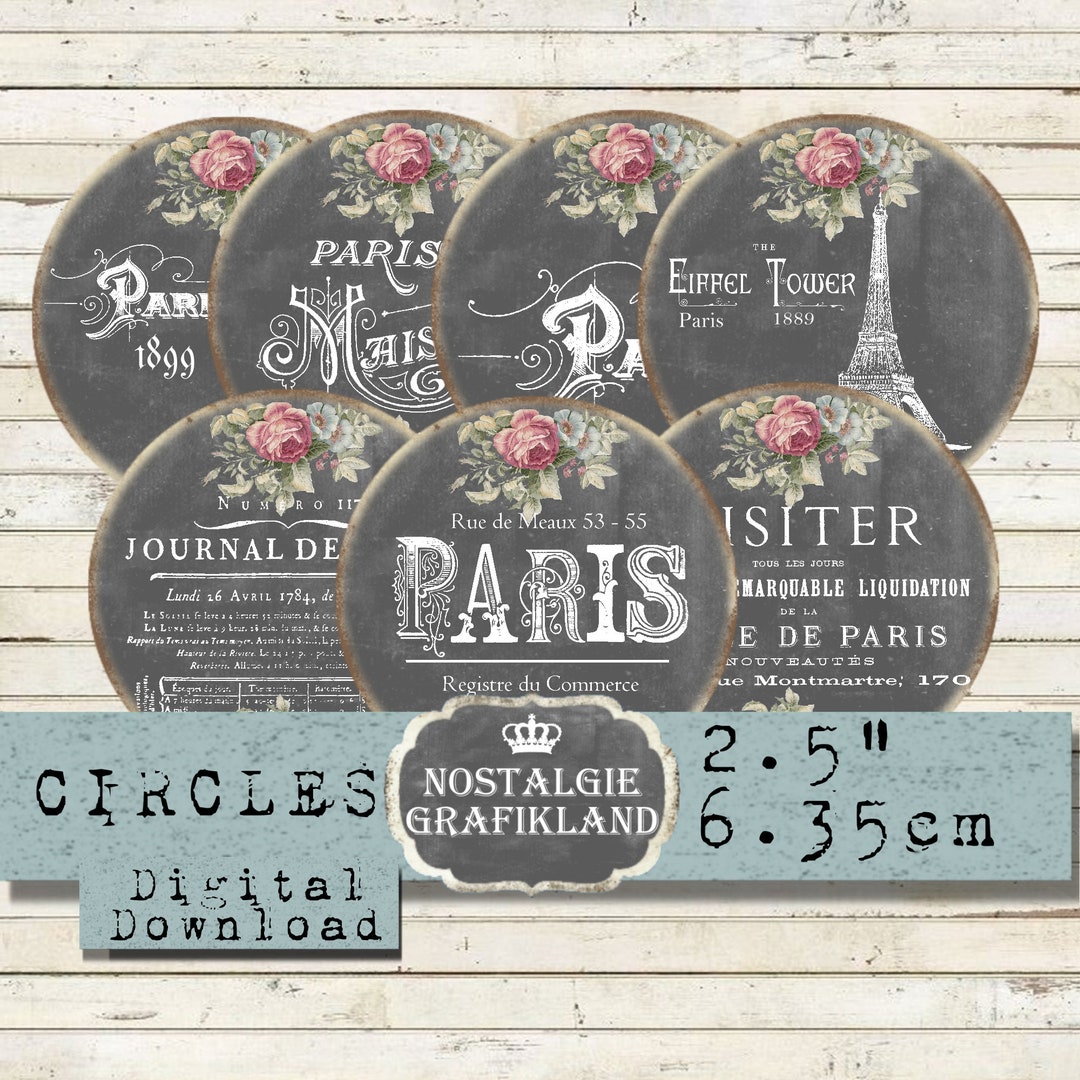Chalkboard Paris Printable French Circles Journaling Journals Prints ...