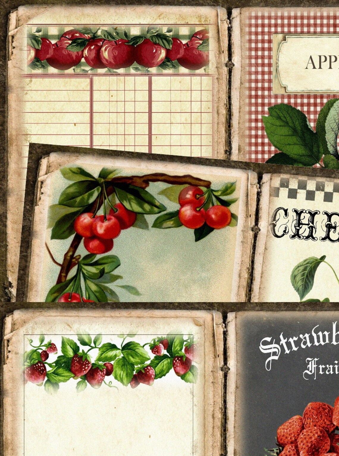 FRUITS Vintage Journal Pages Garden Book Ephemera Printable | Etsy