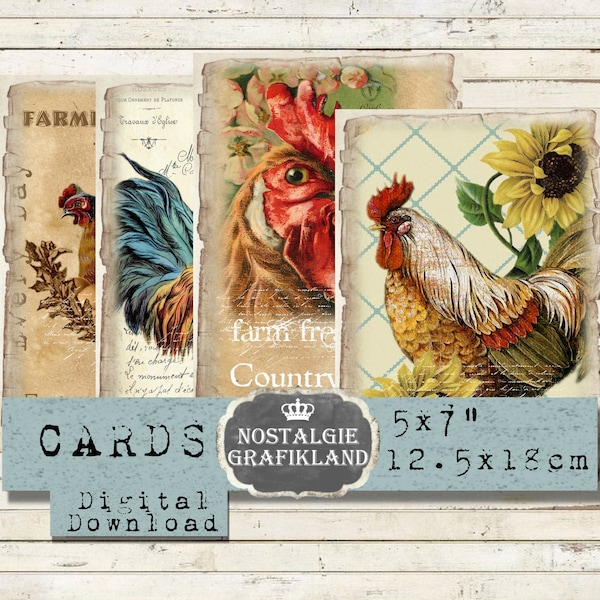 Rooster Art Collage - Etsy