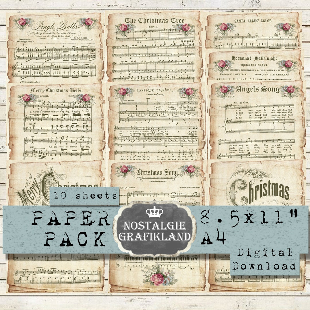 CHRISTMAS Music Sheets Printable Paper Pack Digital Notes - Etsy
