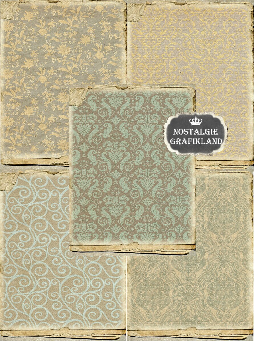 ANTIQUE Background Printable Papers Digital Paper Pack Vintage Tattered ...