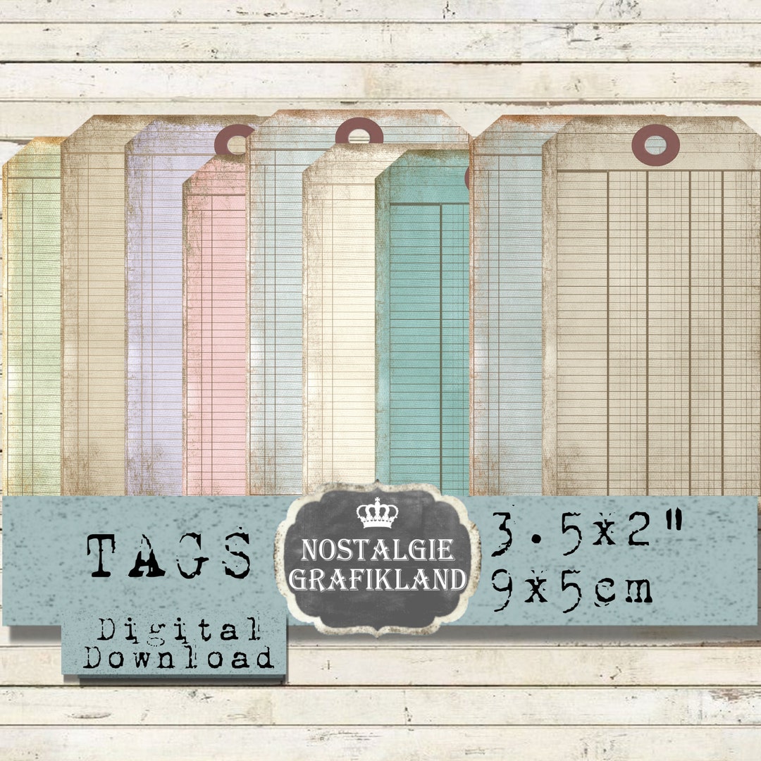 Ledger Tags Printable Papers Editable Ephemera Scrapbooking Journaling ...