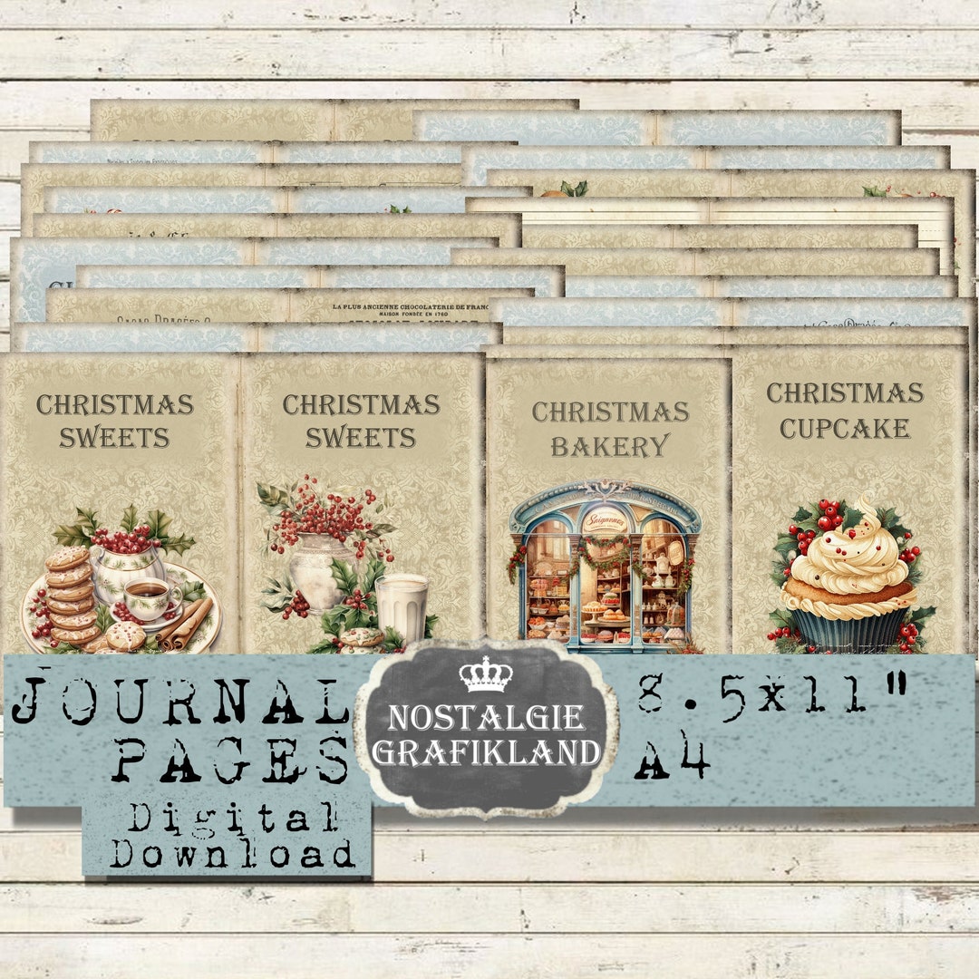CHRISTMAS BAKERY Printable Journal Pages Cakes Cupcakes Bakery Shop ...
