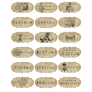 Sewing Words Printable Needlework Vintage Labels Sewing Prints ...