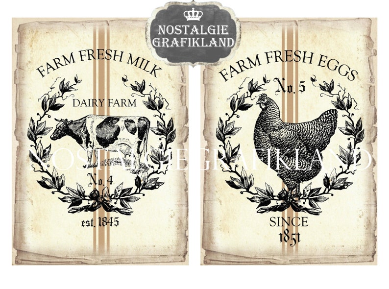 Farm Cards Country Rustic Farming Animals Printable Vintage Journal 5x7 ...