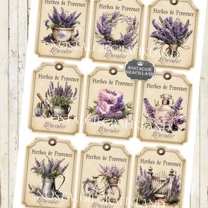 Lavender Tags Printable Herbes De Provence Download Digital Collage ...