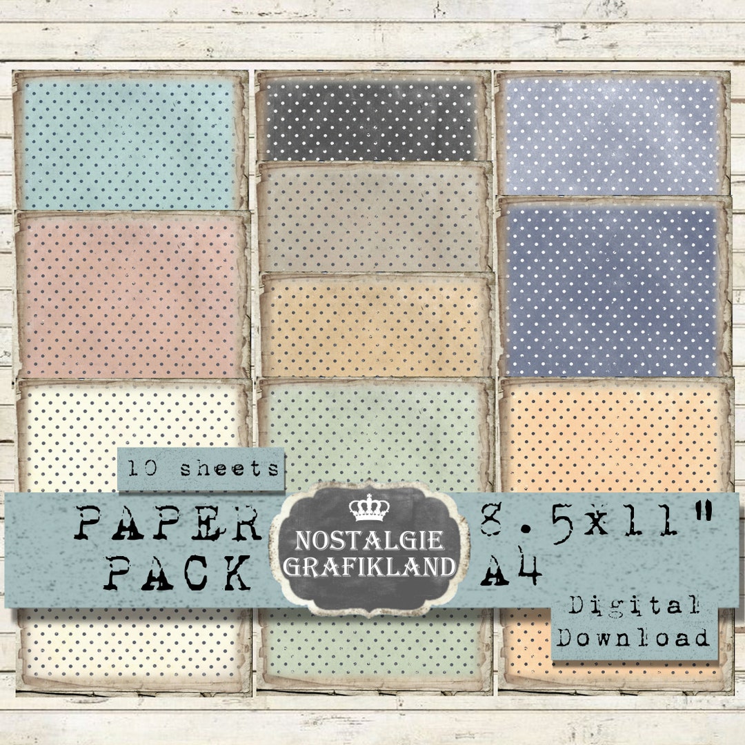 POLKA DOTS Vintage Printable Background Paper Pack Junk Journaling ...