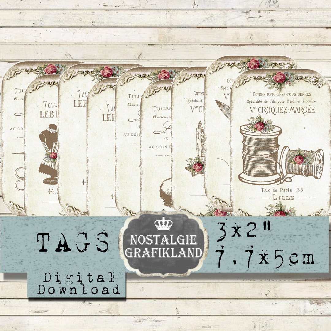 Sewing Printable Needlework Shabby Sew Labels Craft Tags Journaling ...
