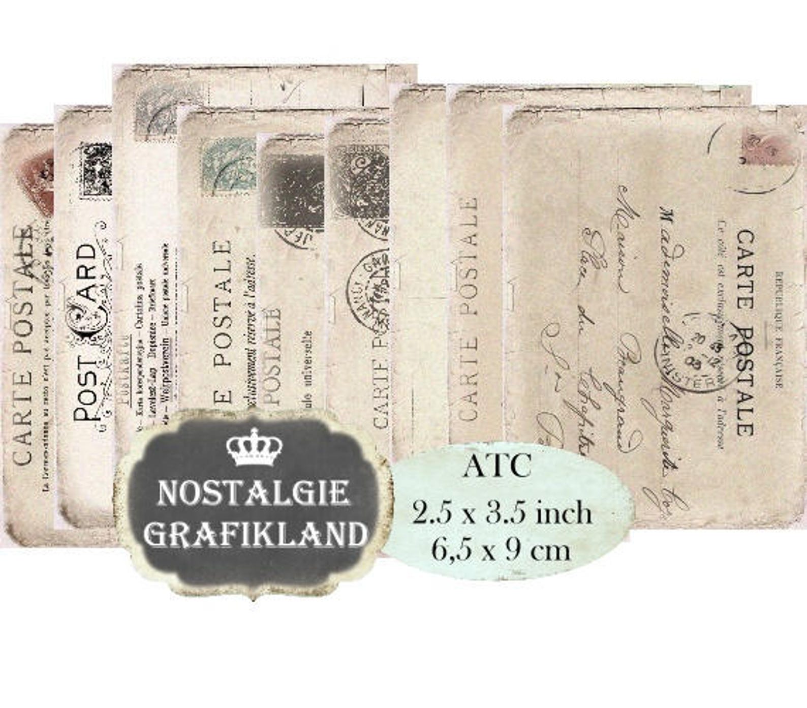 Postcards Vintage Printable Ephemera Poste Post Blank Carte - Etsy