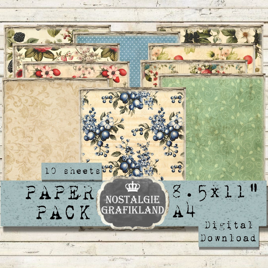 FRUITS Paper Digital Berries Printable Papers Strawberries Blueberries ...