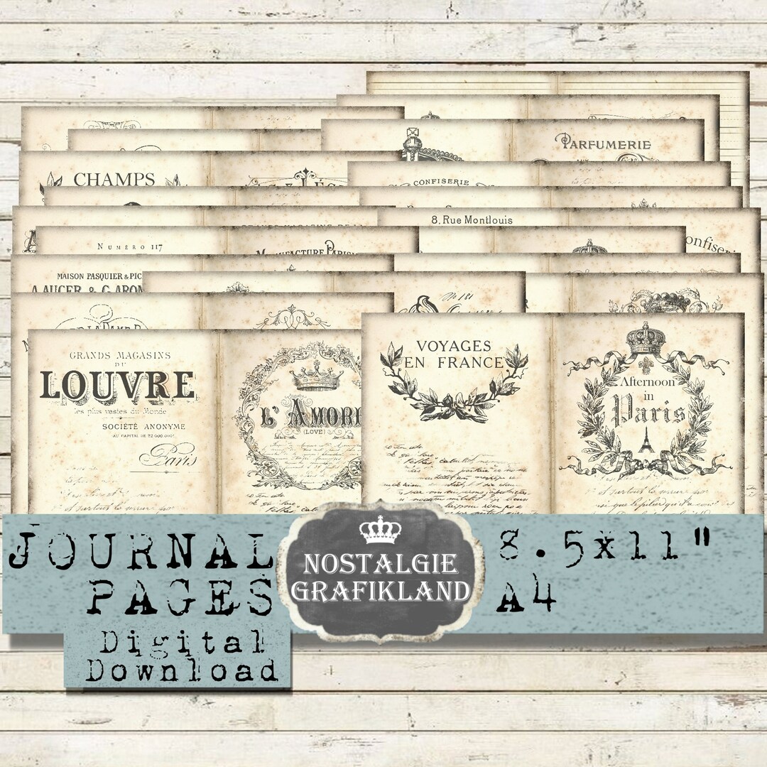 PARIS French Journal Pages Vintage Ephemera Printable Effel Tower ...