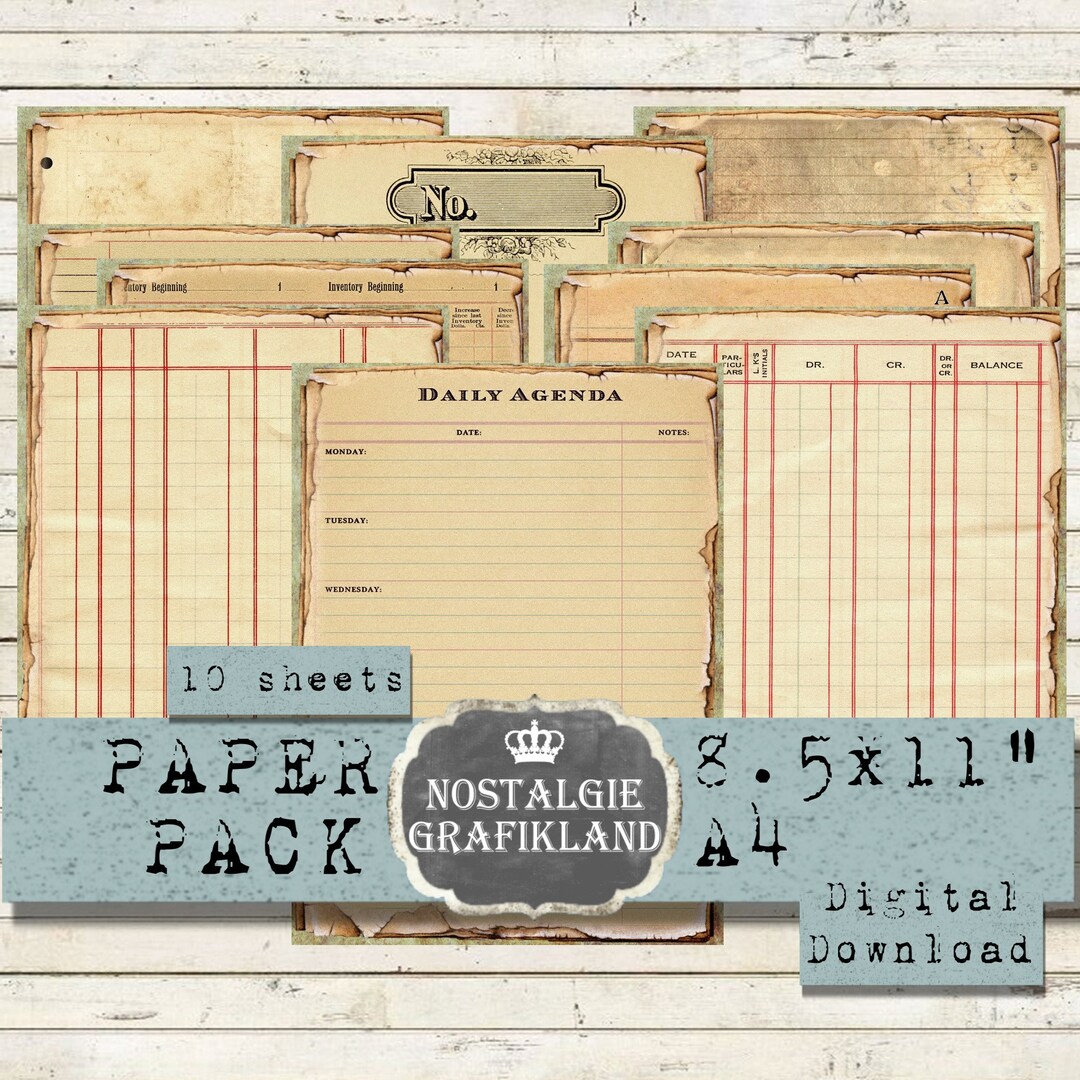 EPHEMERA Printable Tattered Vintage Paper Pack Printable Antique ...