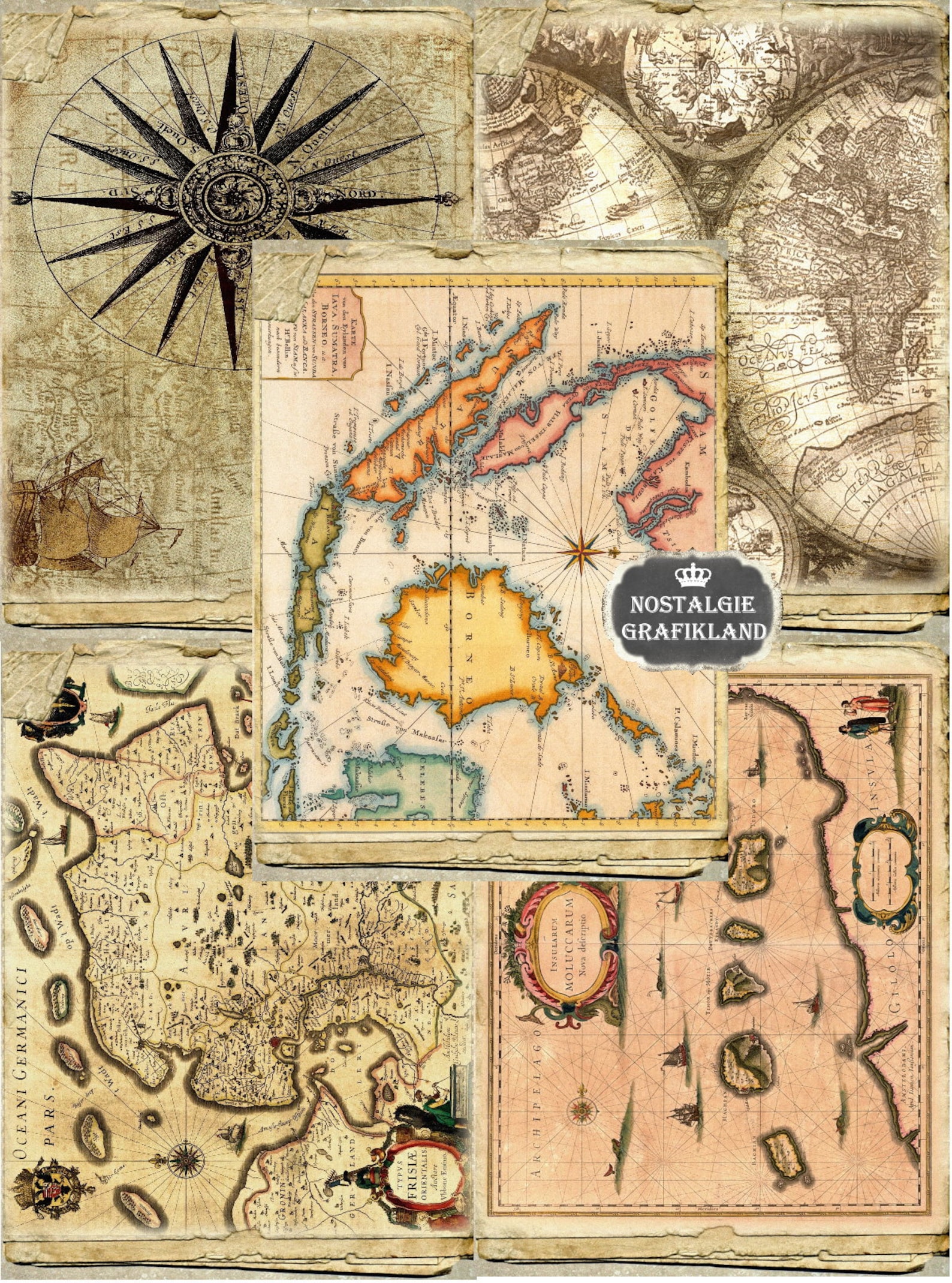 Antique Maps Paper Pack Vintage Background Printable Old Maps - Etsy