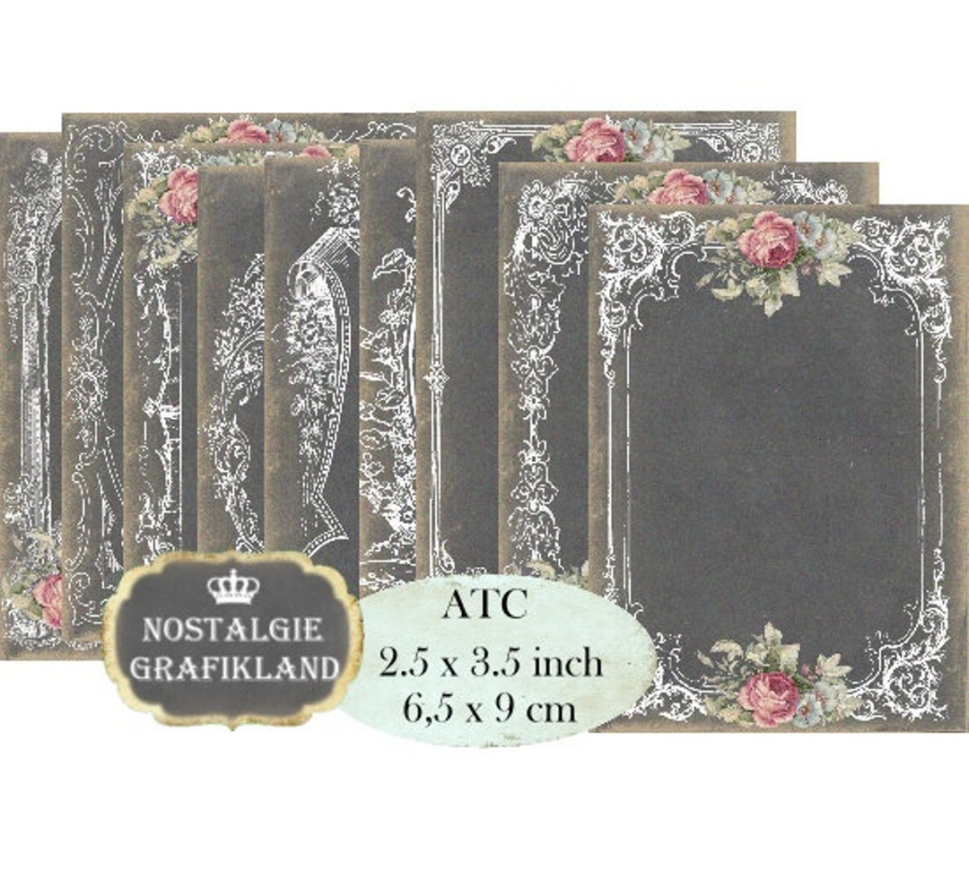 Chalkboard Vintage Frames Ornaments Shabby Chic Mirror Instant Download ...