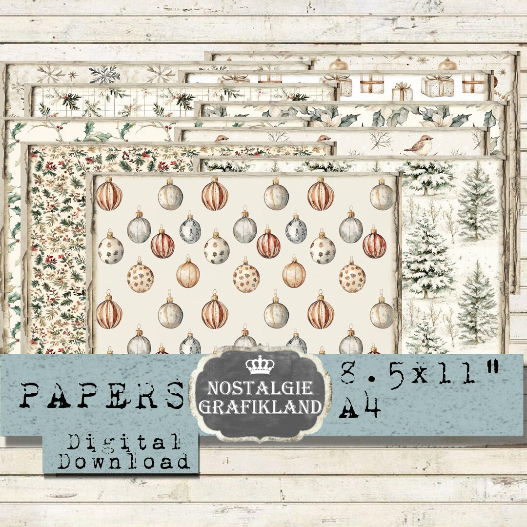 CHRISTMAS BOHO NEUTRAL Background Printable Paper Pack X-mas Download ...