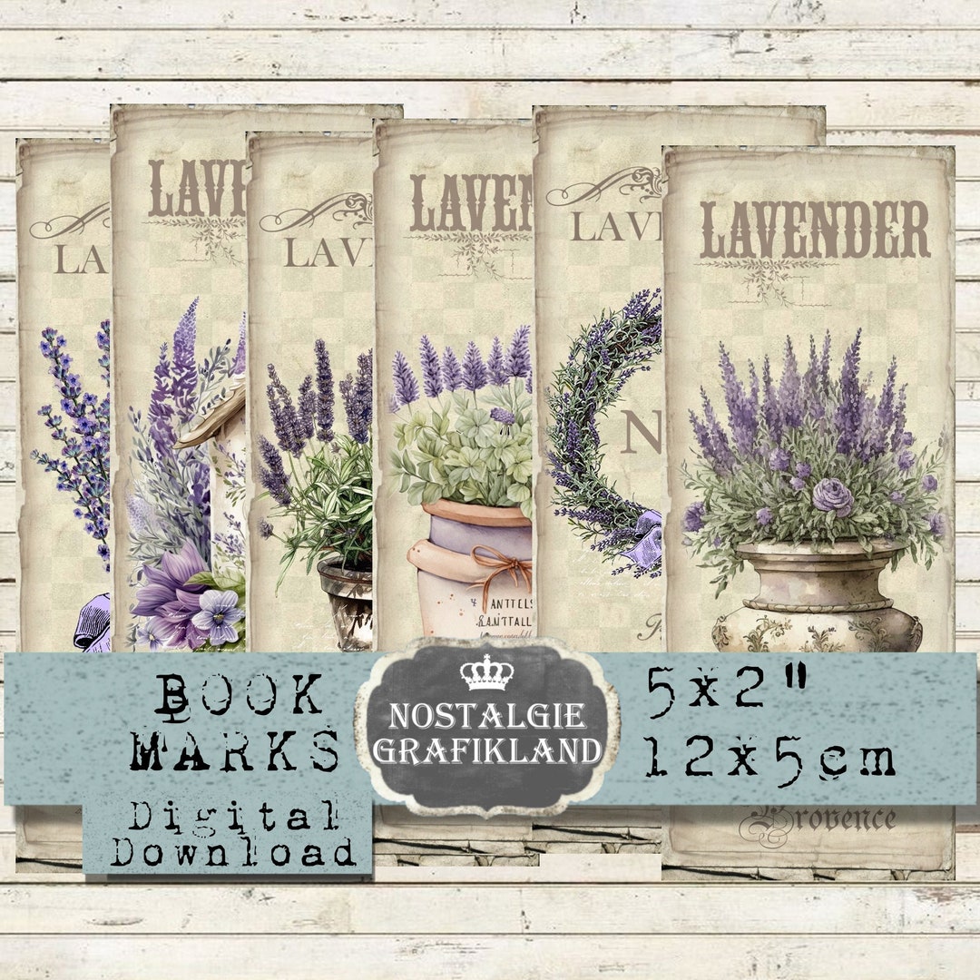 Lavender Bookmarks Printable Flowers Herbs Embellishments Scrapbook ...
