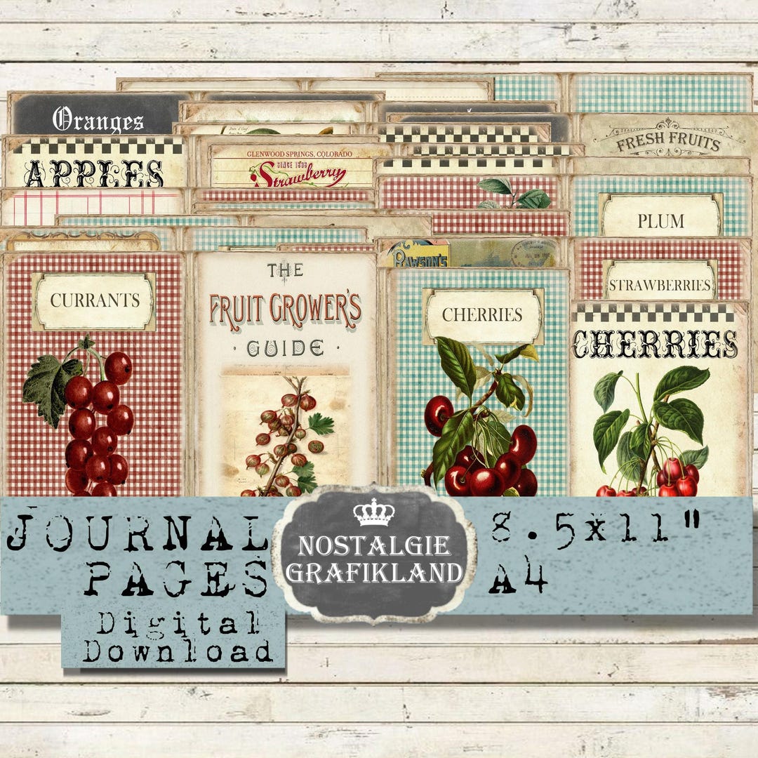 FRUITS Vintage Journal Pages Garden Book Ephemera Printable Booklet ...