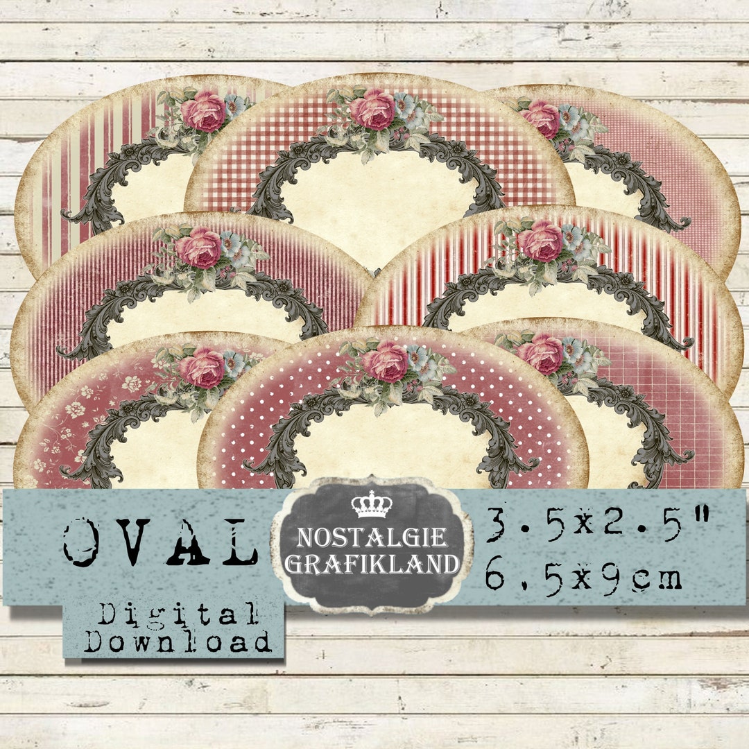 Blank Labels Red Printable Labels Oval Blank Add Your Text Oval ...