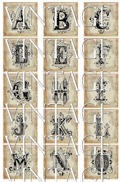 Alphabet Squares Printable Twinchies ABC Monogram Initial 2x2 | Etsy