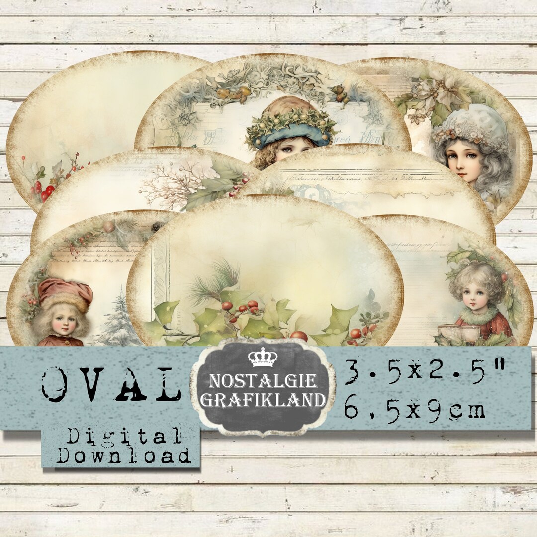 Christmas Writing Labels Oval Digital Shabby Printable Ovals 3.5x2.5 Inch Digital Collage Sheet ...