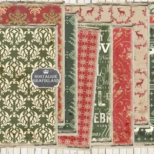 CHRISTMAS Background Printable Papers Ephemera Red Green Digital Paper ...