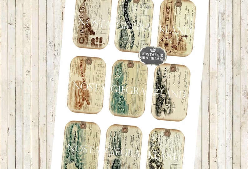 French Documents Tags Printable Vintage Ephemera Tags Journaling ...