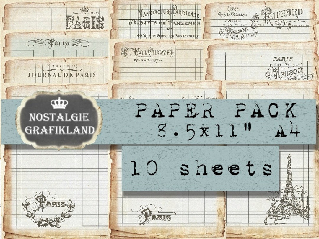 French Ledger Printable Paris Paper Pack Old Papers Junk - Etsy