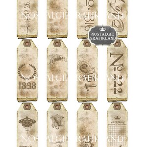 French Numbers Ephemera Journal Tags Vintage Printable Old Papers ...