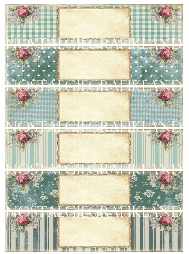 Green Wrapper printable Soap Wrapping Shabby Chic Strips Wraps | Etsy