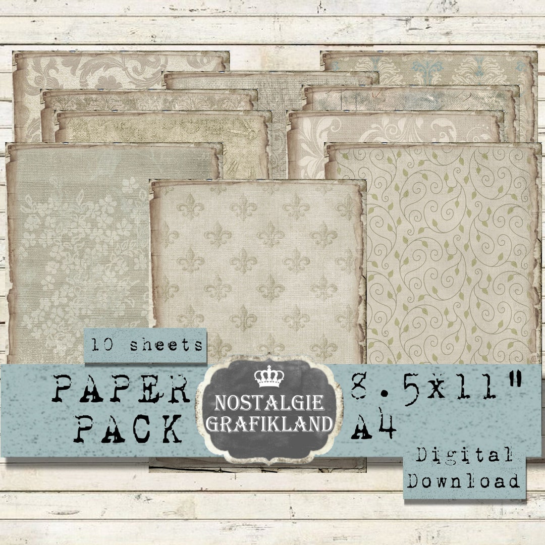 GREY EPHEMERA Printable Background Paper Pack Vintage Damask Baroque ...