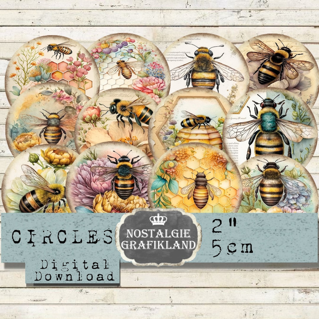 Bees Circles Honey Queen Bee Round 2" Journaladd on Download Digital ...