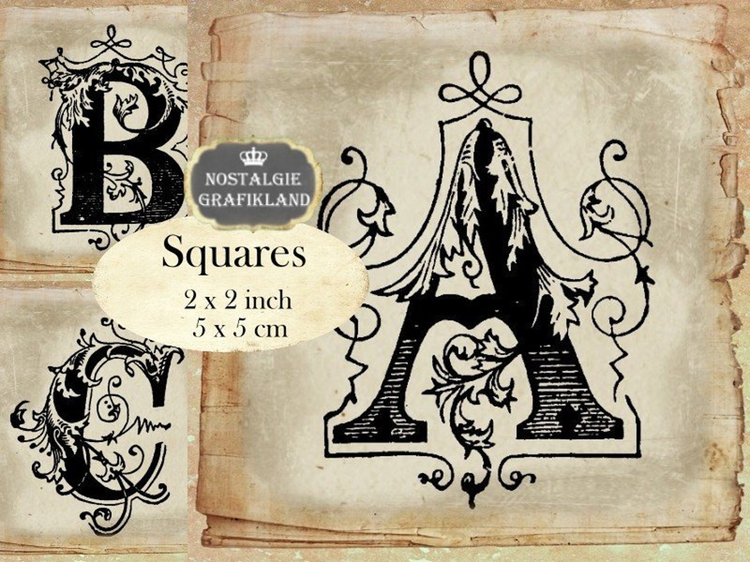 Alphabet Squares Printable Twinchies ABC Monogram Initial 2x2 - Etsy
