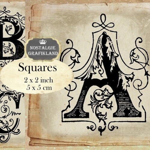 Alphabet Squares Printable Twinchies ABC Monogram Initial 2x2 - Etsy